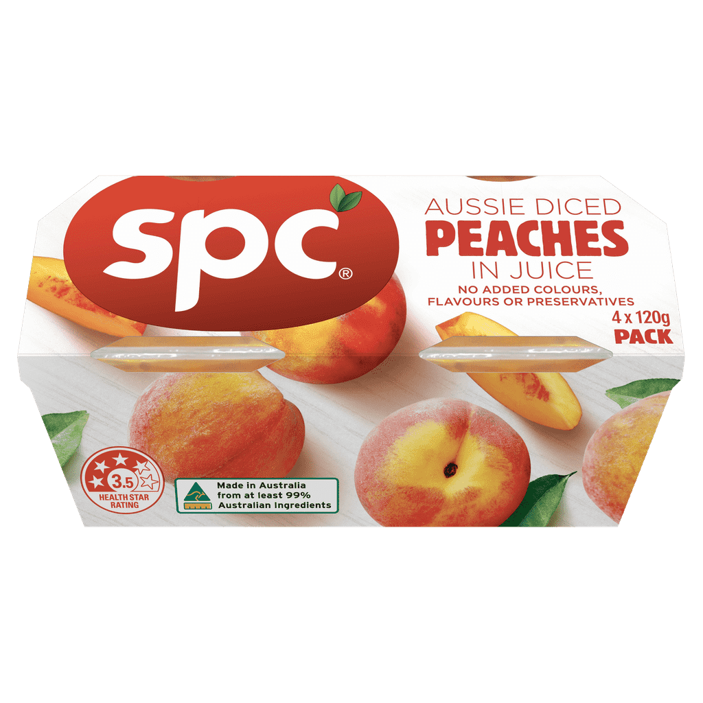 SPC Diced Peaches In Juice 4 x 120g | SPC Food Solutions